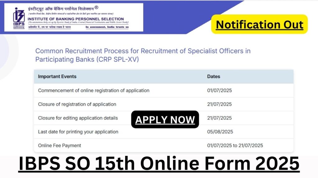 IBPS SO 15th Online Form 2025 Apply Start Check Syllabus and Exam Pattern
