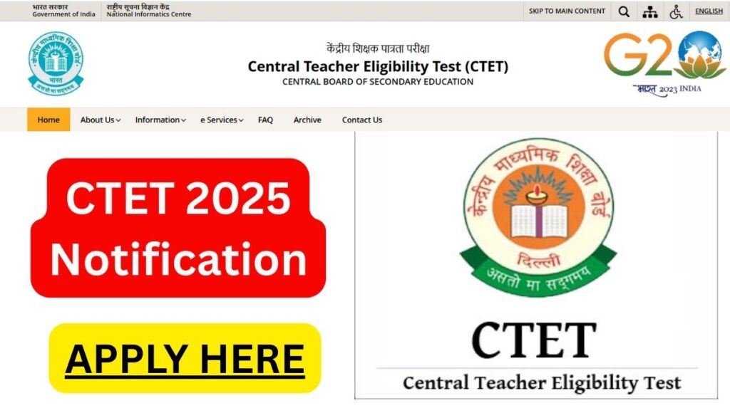 CTET 2025 Notification - Apply Online, Eligibility, Fee, Last Date ...