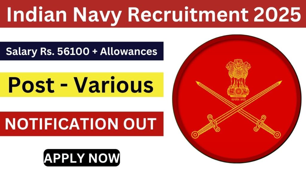 Indian Navy Recruitment 2025 Apply Online For SSC Executive Posts