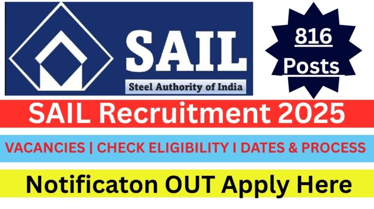 SAIL Recruitment 2025 Apply For 816 Apprentice Posts