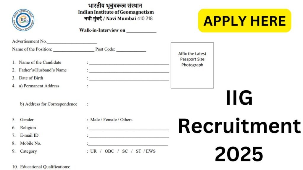 IIG Recruitment 2025 Apply for 18 Posts Check Walkin Date