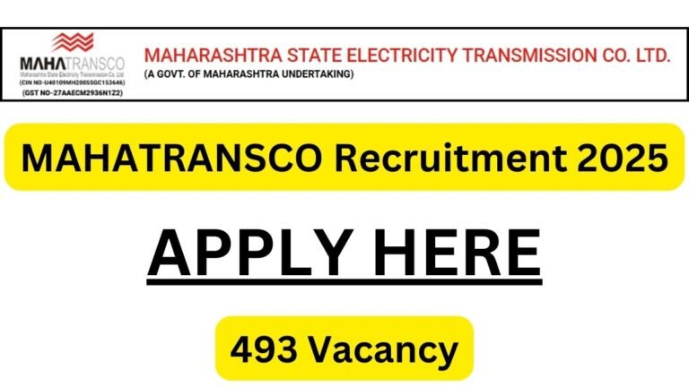 MAHATRANSCO Recruitment 2025 for 493 Vacancy Apply online