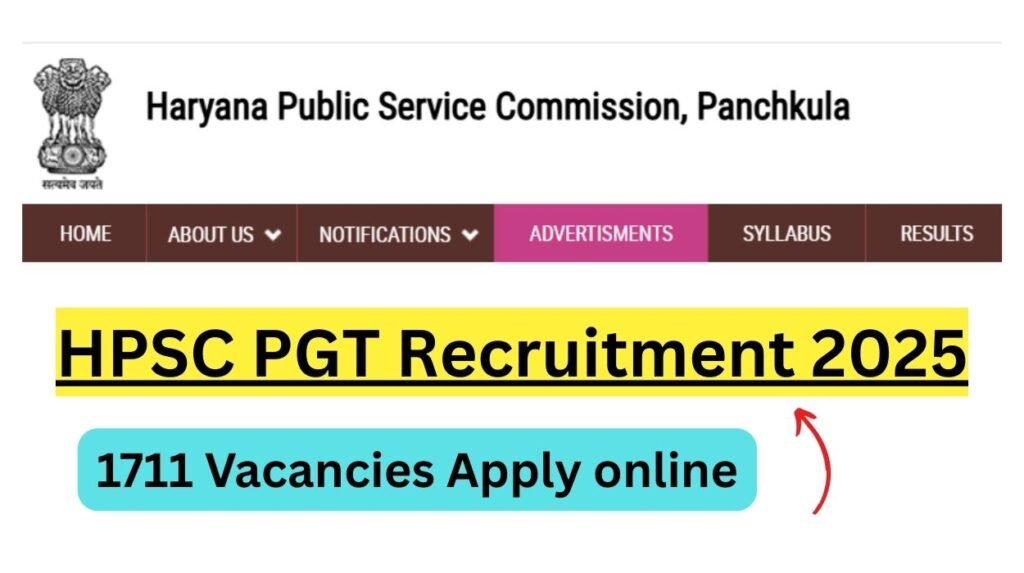 HPSC PGT Recruitment 2025 for 1711 Vacancies Apply online