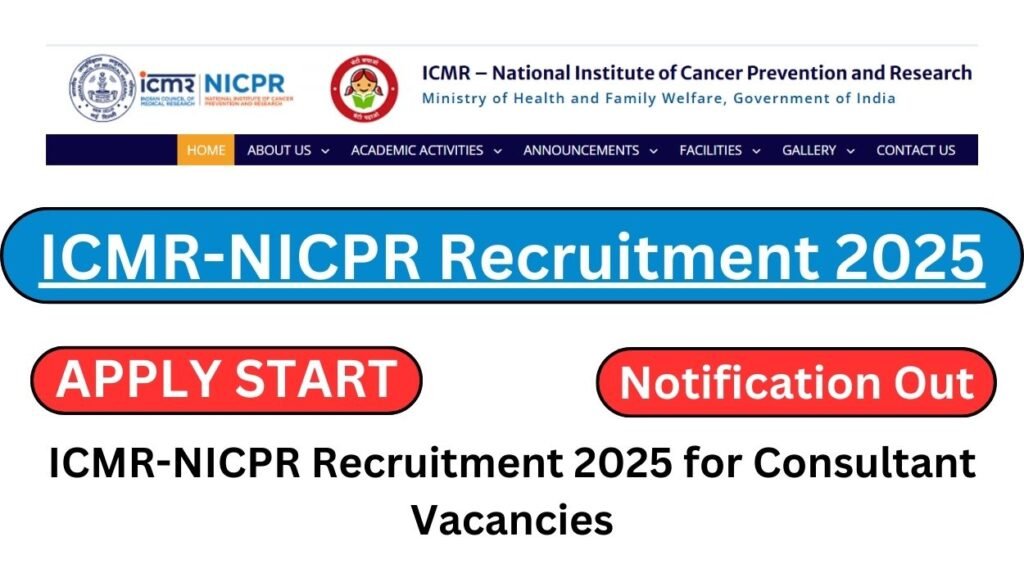 ICMR-NICPR Recruitment 2025 for Consultant Vacancies