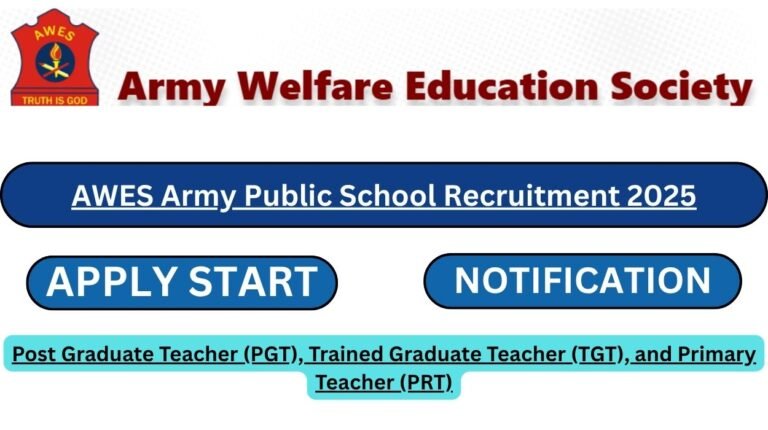 AWES Army Public School Recruitment 2025 Apply online