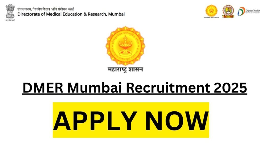 DMER Mumbai Recruitment 2025 Notification for 1107 Posts