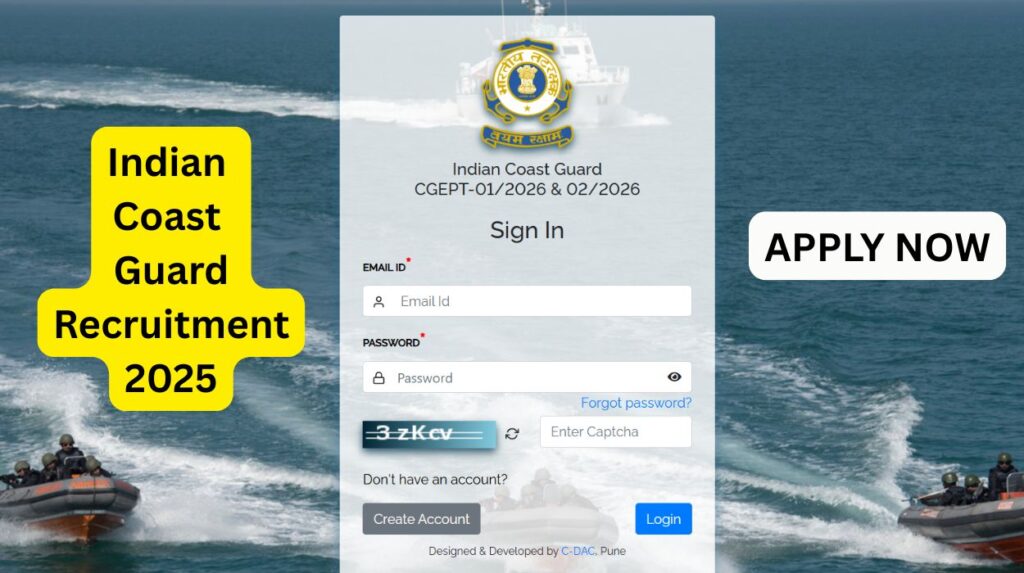 Indian Coast Guard Recruitment 2025 Apply Online for 630 Post