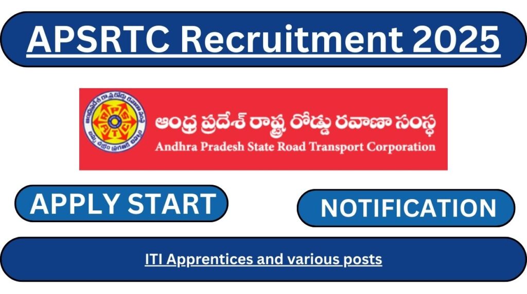 APSRTC Recruitment 2025 for 281 Vacancies Apply online