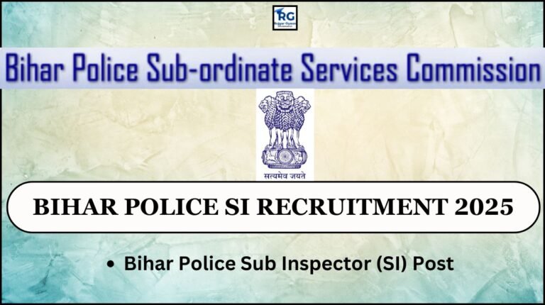 Bihar Police SI Recruitment 2025 for 1799 Vacancies Apply on